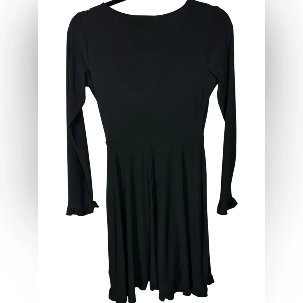 Gilli | Dresses | Gilli Black V Neck Faux Wrap Ruffle Balletcore Stitch ...